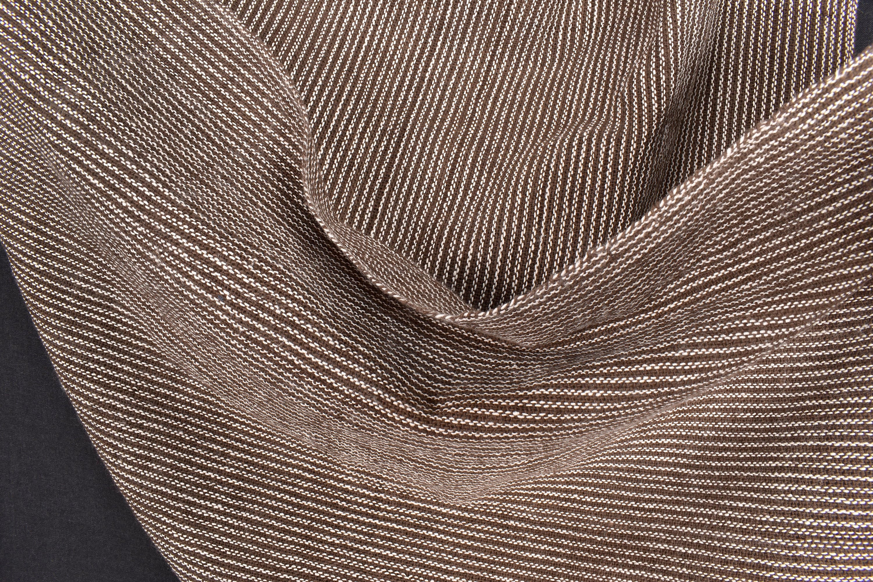 Handwoven Cotton Fabric, Rugged Brown and White, Thailand Textile per ...