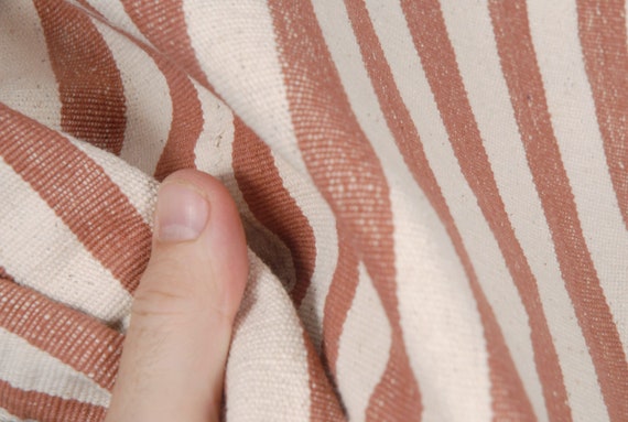 Natural vegetable dye stripe white cream brown rust Chin Miao | Etsy