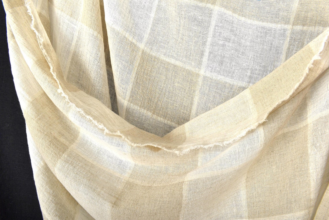 Delicate Neutral Beige Tan White Checkerboard Linen Cotton - Etsy