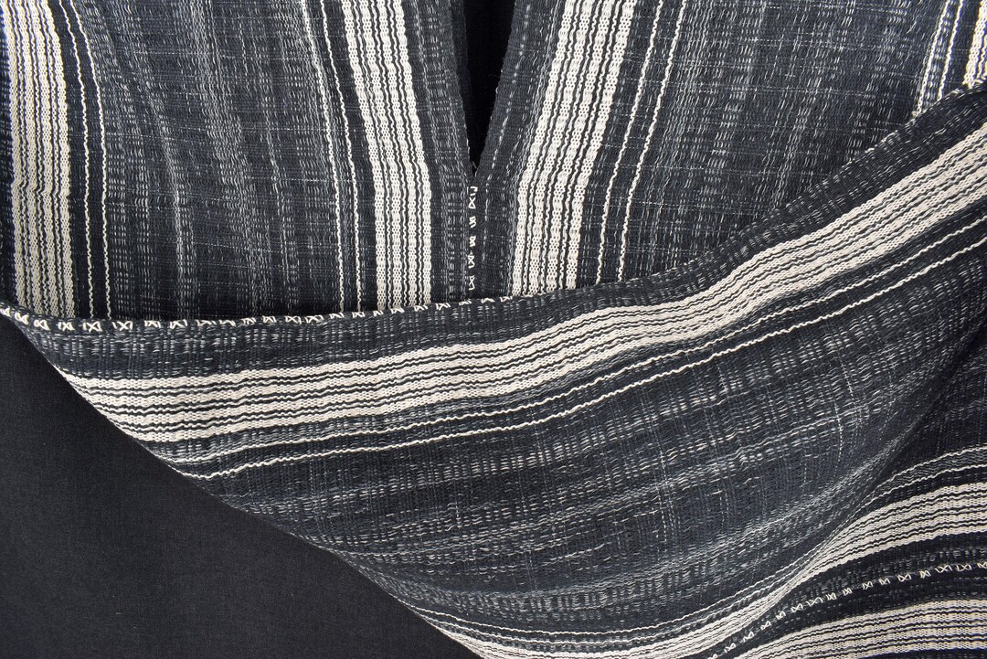 Handwoven Karen Hmong Fabric, Gray Stripe, Organic Cotton Throw - Etsy