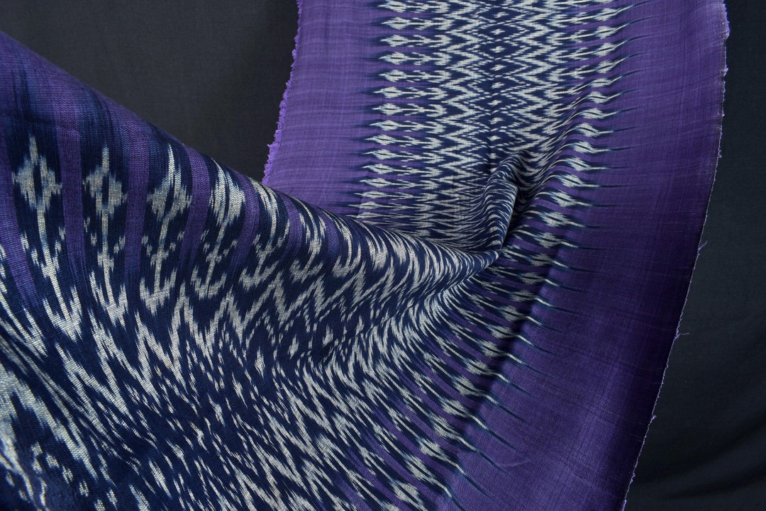 Ikat Tribe Tapestry, Indigo Blue, Black, Purple, Gray Geometric Pattern ...