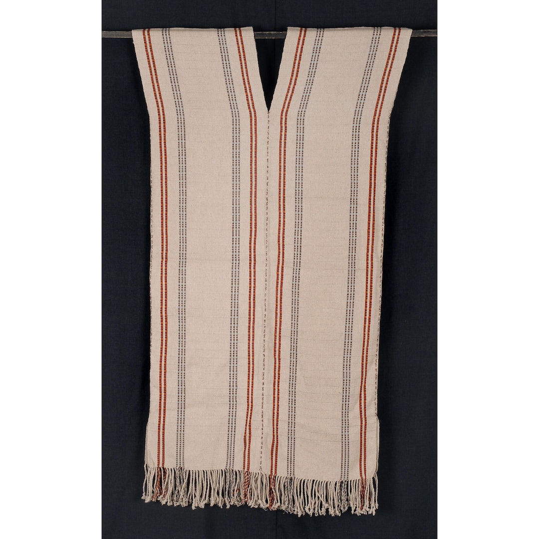 Handwoven Hmong Hemp Fabric: Beige Stripe, Natural Dye, Boho Runner - Etsy