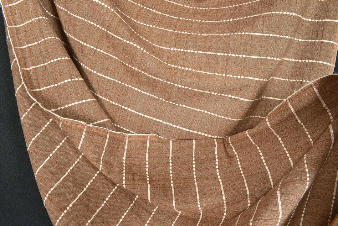 Variegated Rust Color, Handwoven Cotton Fabric With Woven Off-white ...