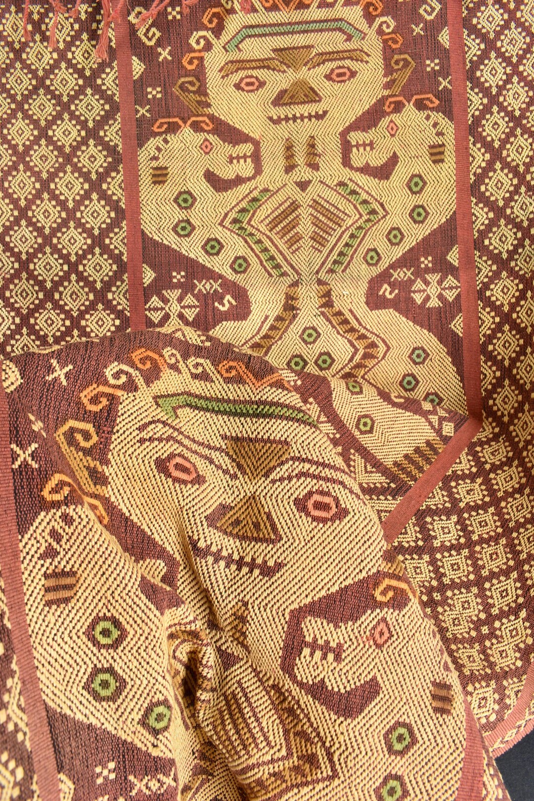 Handwoven Sumba Textile Runner, Indonesian Tribal Tapestry, Organic Dye ...