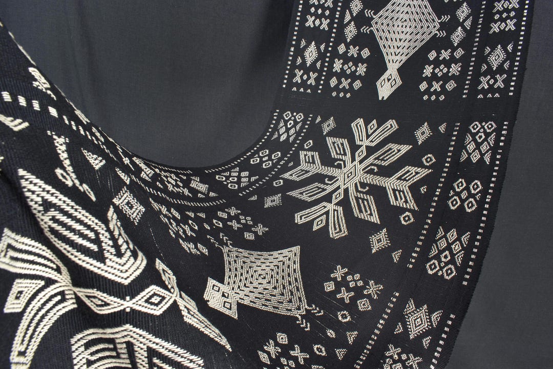 Handwoven Sumba Textile Runner, Black White Cotton Tapestry, 20x66 In ...