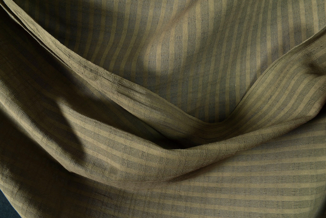 Brown Window Pane Woven Cotton Fabric, Lightweight Thai Cloth by the ...