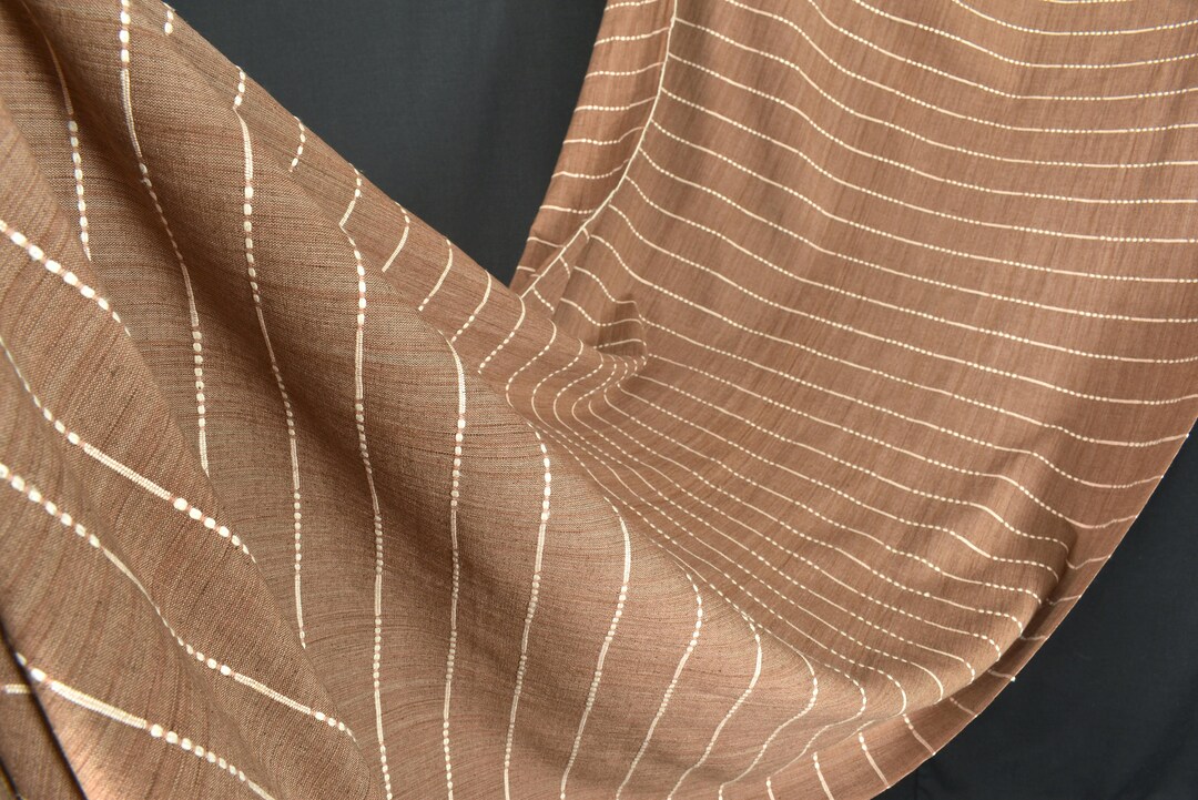 Variegated Rust Color, Handwoven Cotton Fabric With Woven Off-white ...