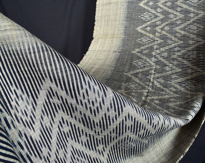 Indigo Blue, Black & Gray Geometric Pattern Runner, Laos Tai Lue Boho ...