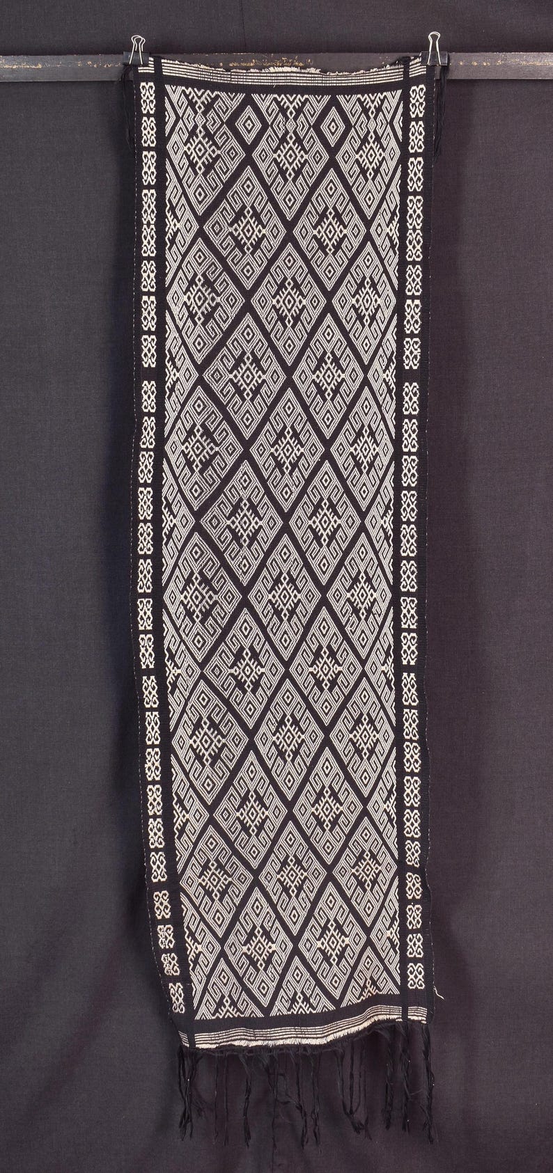 Handwoven Sumba Textile Runner, Black Sepia Ethnic Tapestry (18x63 In ...