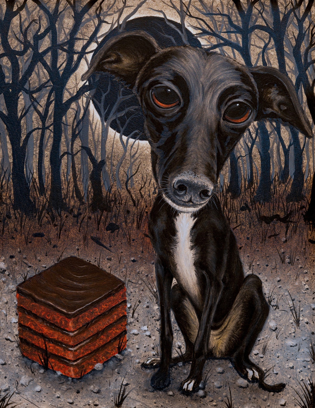 Black Greyhound Dog Chocolate Cake Art Print - Etsy