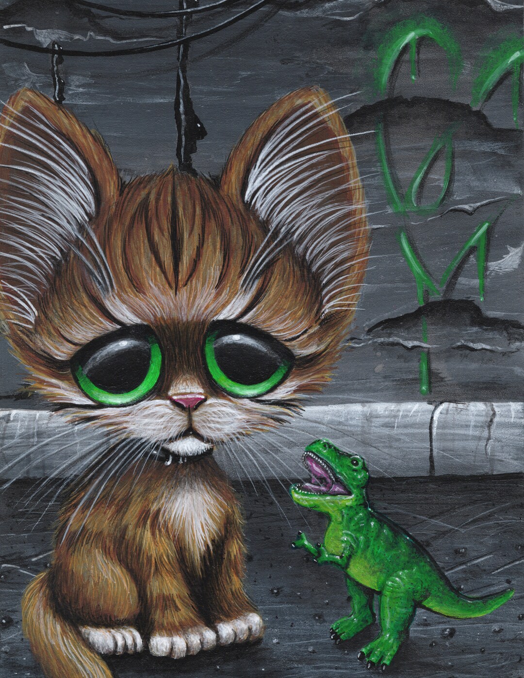 Tabby Cat T Rex Dinosaur Original Sugar Fueled Acrylic - Etsy
