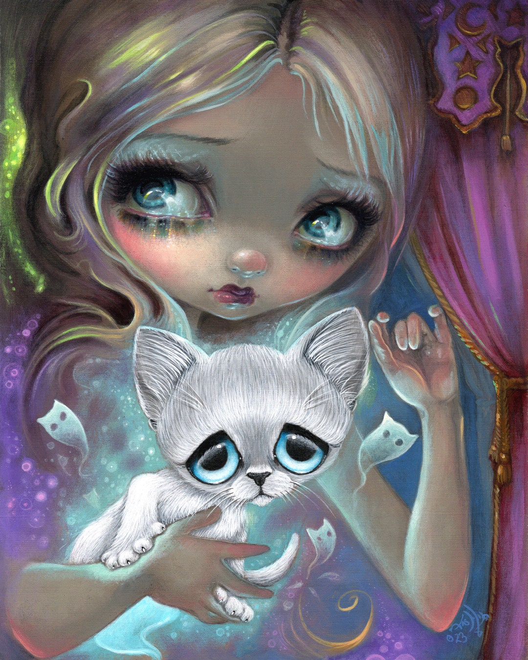 Jasmine Becket-griffith / Sugar Fueled Big Eyes Ghost Cat Art Print - Etsy