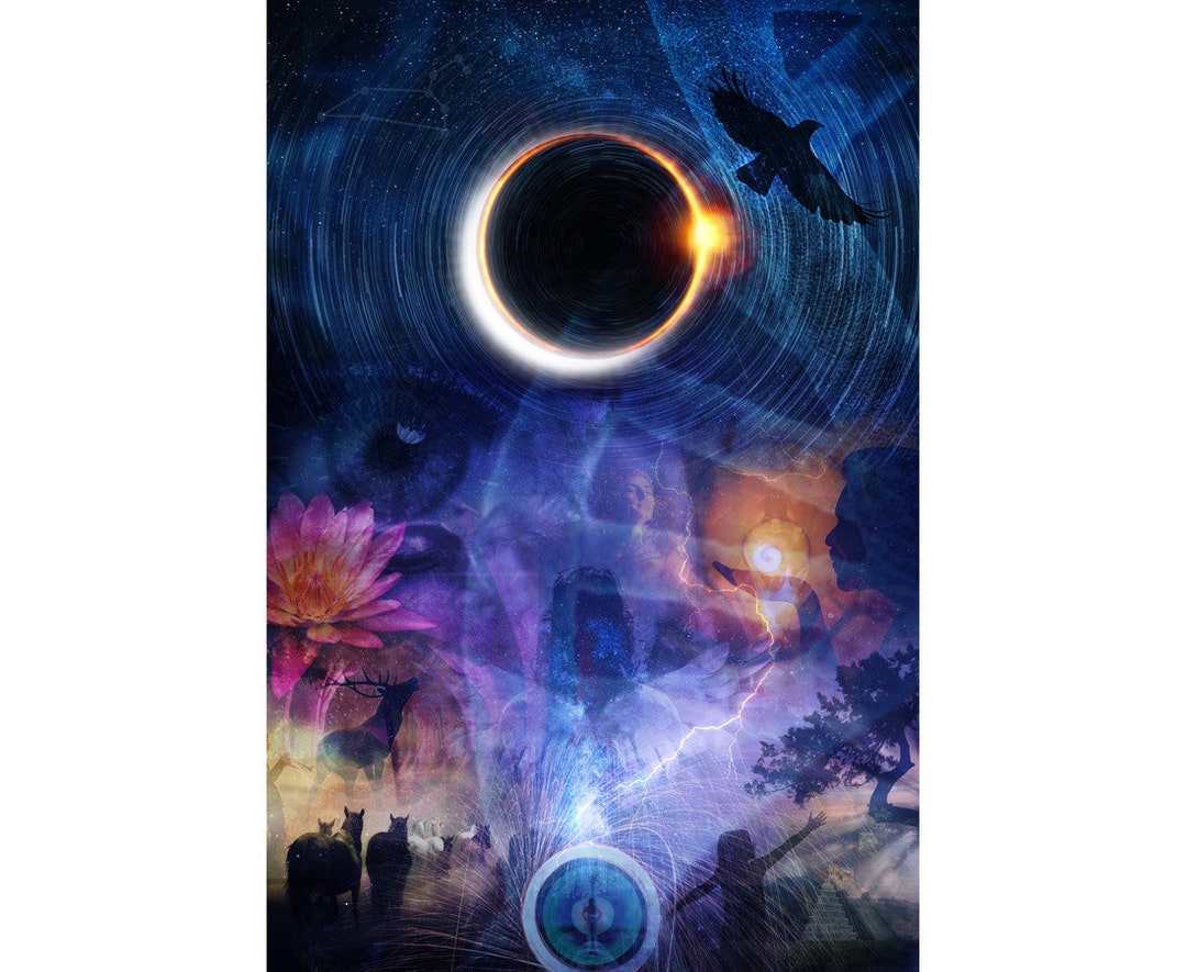 Solar Eclipse 13 X 19 Collage Art Print, Astrological & Celestial ...