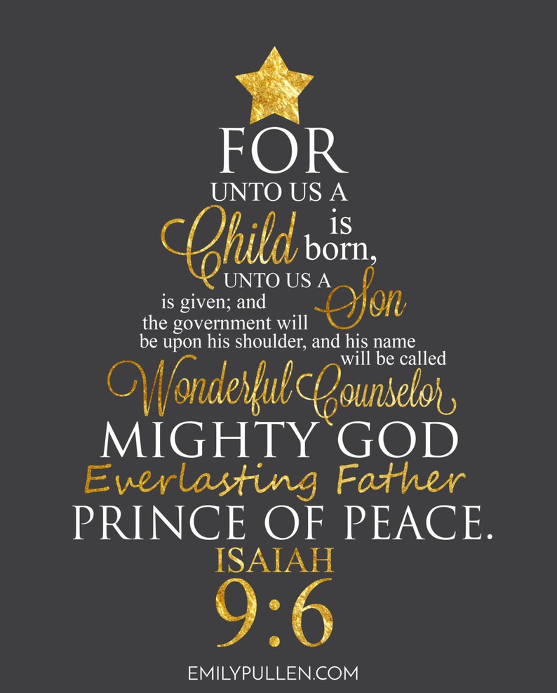 PRINTABLE Isaiah 9:6 For Unto Us a Child is Born | Etsy