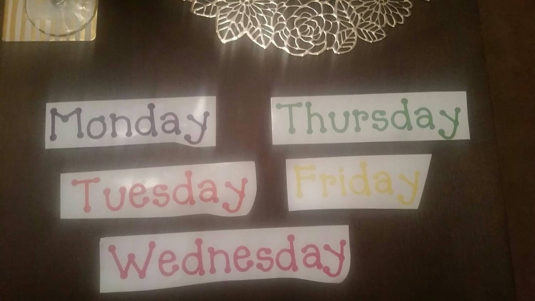 Small Days of the Week Letters for Organizational Bins, Monday Through ...