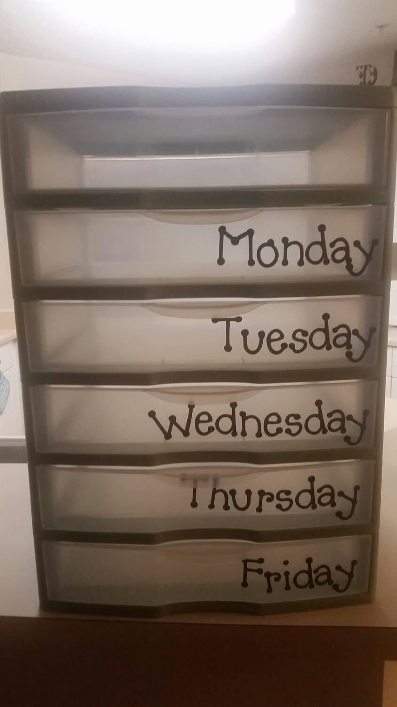 Small Days of the Week Letters for Organizational Bins, Monday Through ...