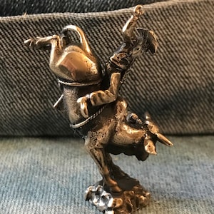 Solid Bronze Bull Rider Statue - Miniature - Etsy