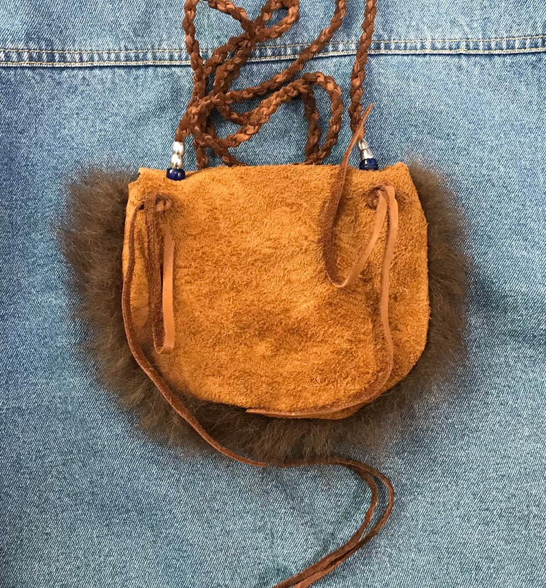 Beaded Buffalo Fur and Buffalo Leather Bag - Etsy