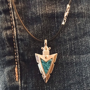 Arrowhead Pendant Necklace W Turquoise Inlay - Etsy