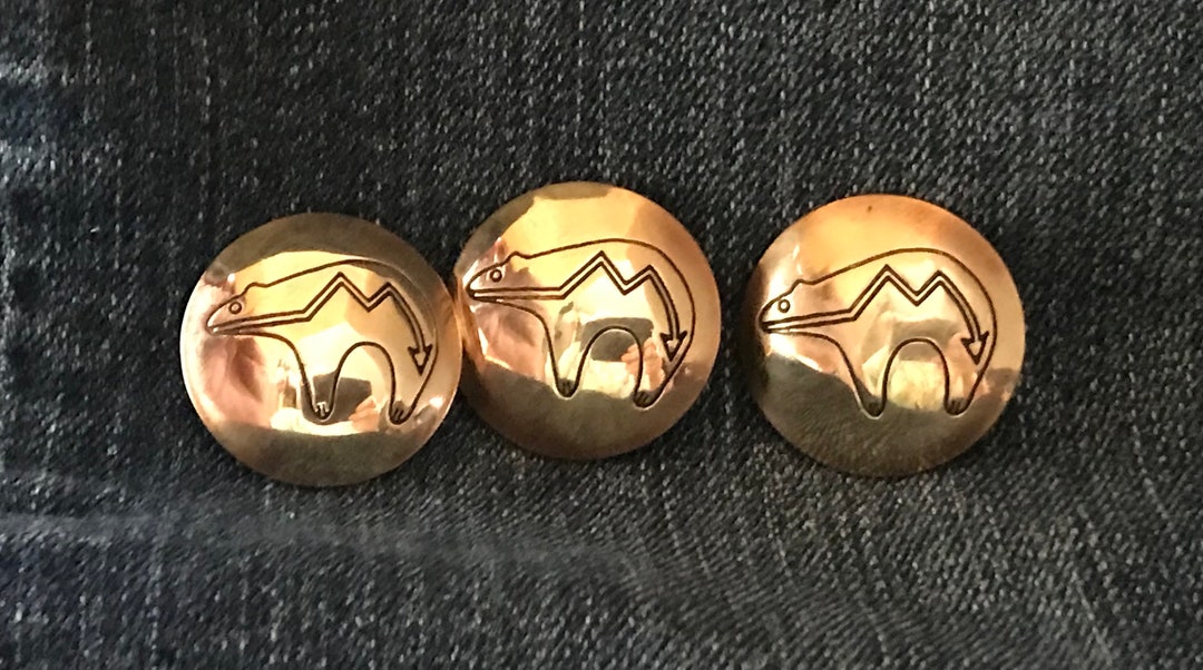 3 -gold Zuni Bear Concho Buttons - 1" - Etsy