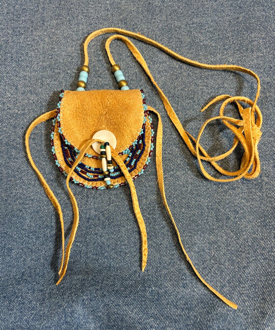 Beaded Brain Tan Leather Medicine Bag - Etsy