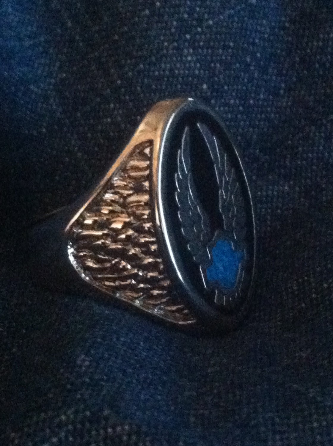 Silver HD Biker Wings & Turquoise Shield Ring | Etsy