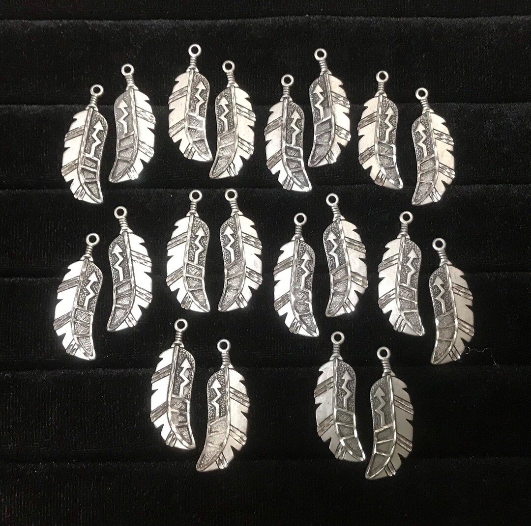 10 Pair Feather Charms With Arrows - 20 Charms Pewter #32 - Etsy