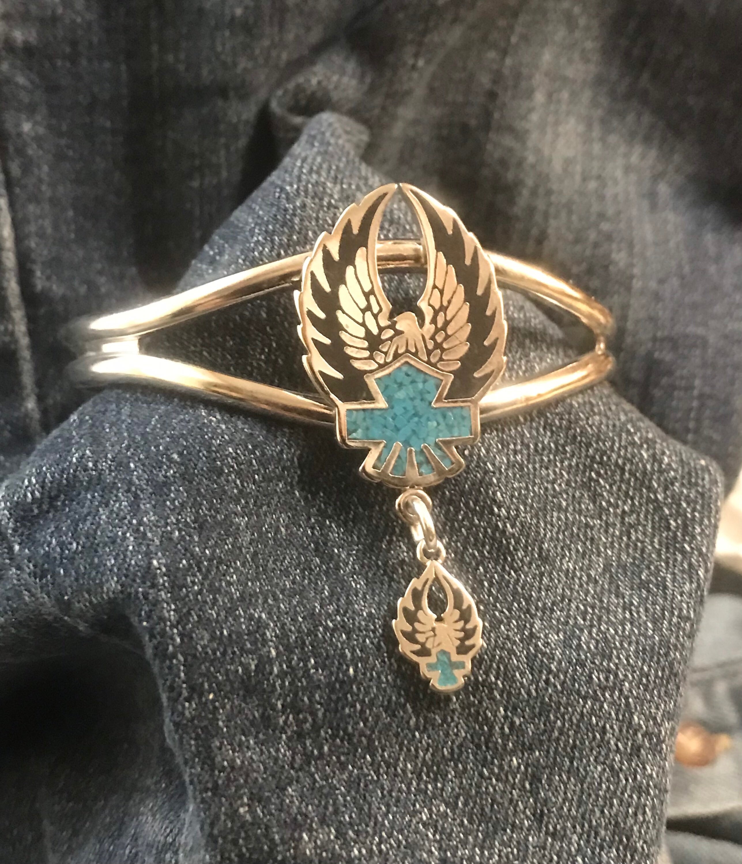Silver Eagle & HD Shield W/ Turquoise Inlay Bracelet/ Earrings Set - Etsy