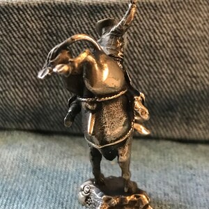 Solid Bronze Bull Rider Statue - Miniature - Etsy