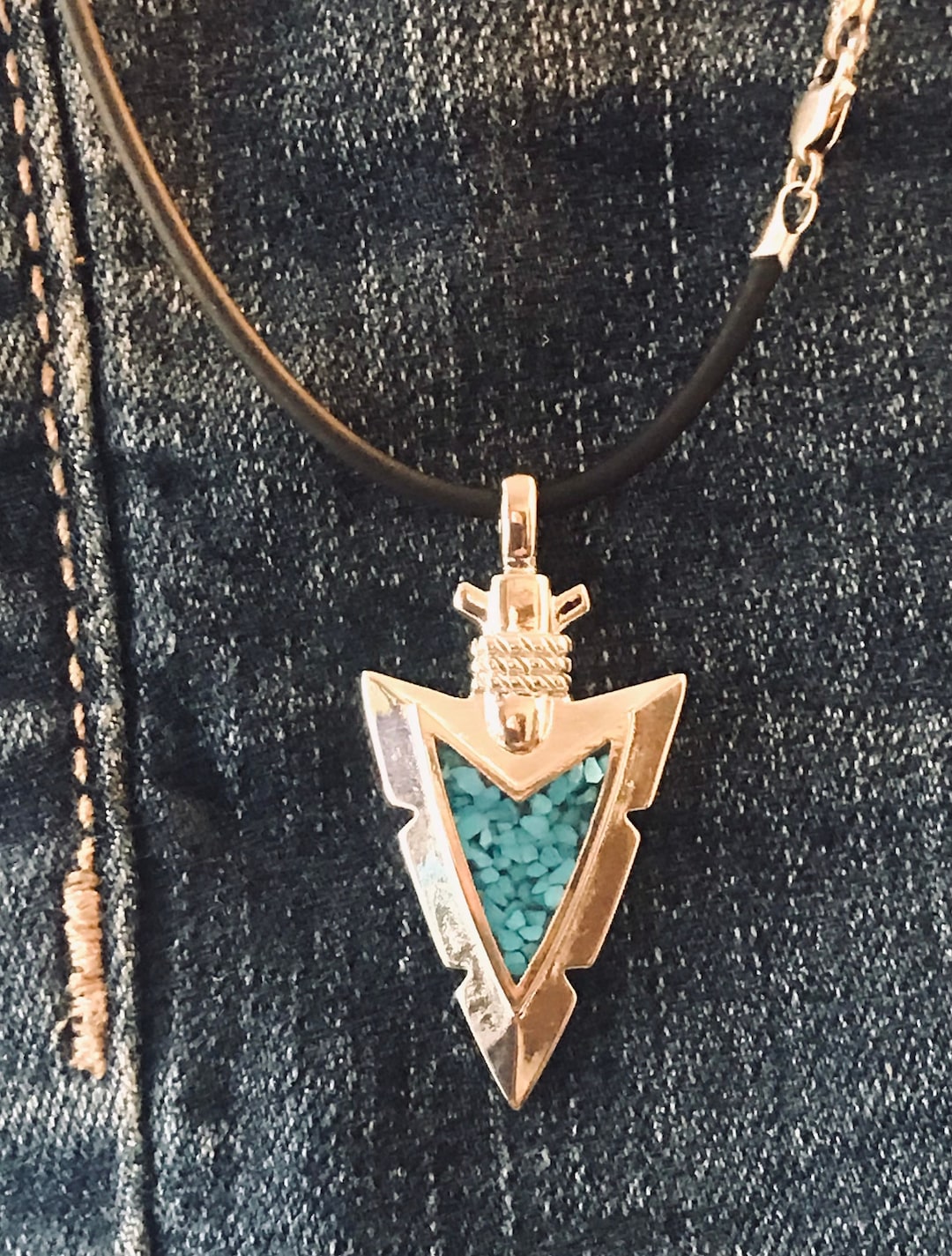 Arrowhead Pendant Necklace W Turquoise Inlay - Etsy