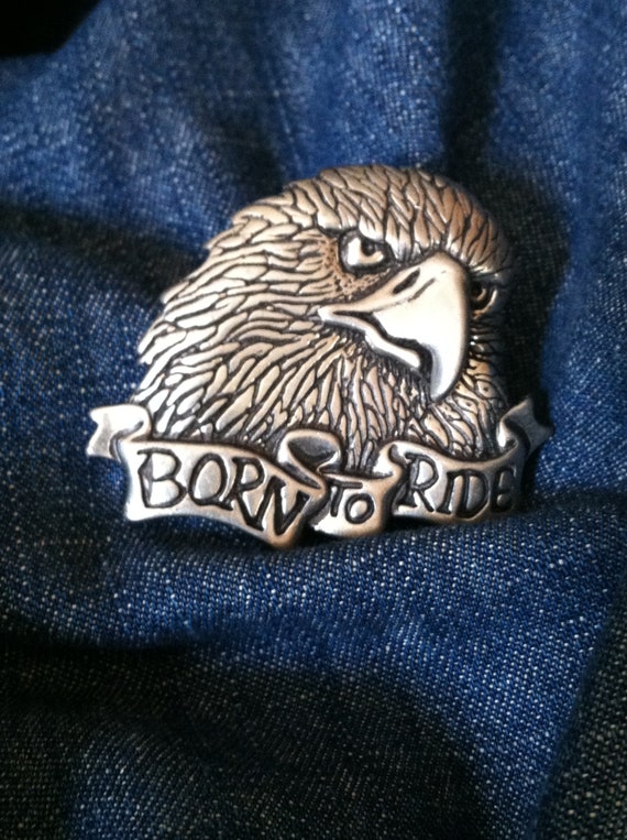 Pewter Eagle - Born to Ride - Bolo Slide - Gem