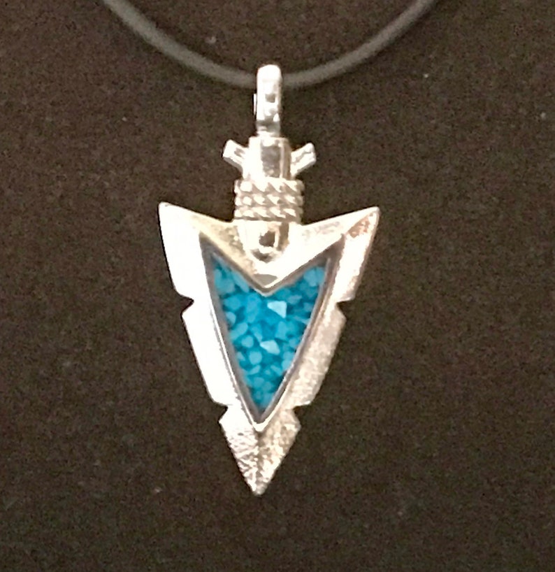 Arrowhead Pendant Necklace W Turquoise Inlay | Etsy