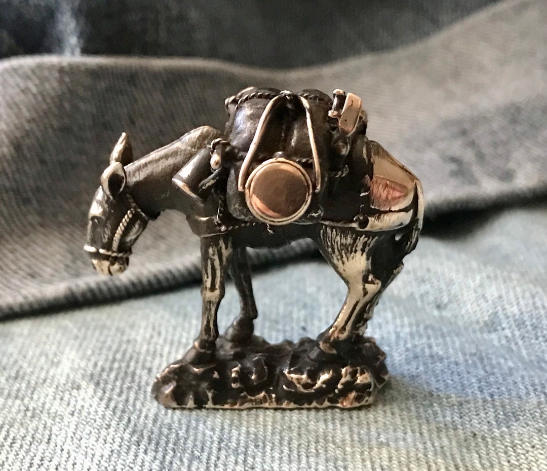 Solid Bronze Prospector/ Miners Pack Mule Statue - Miniature - Etsy