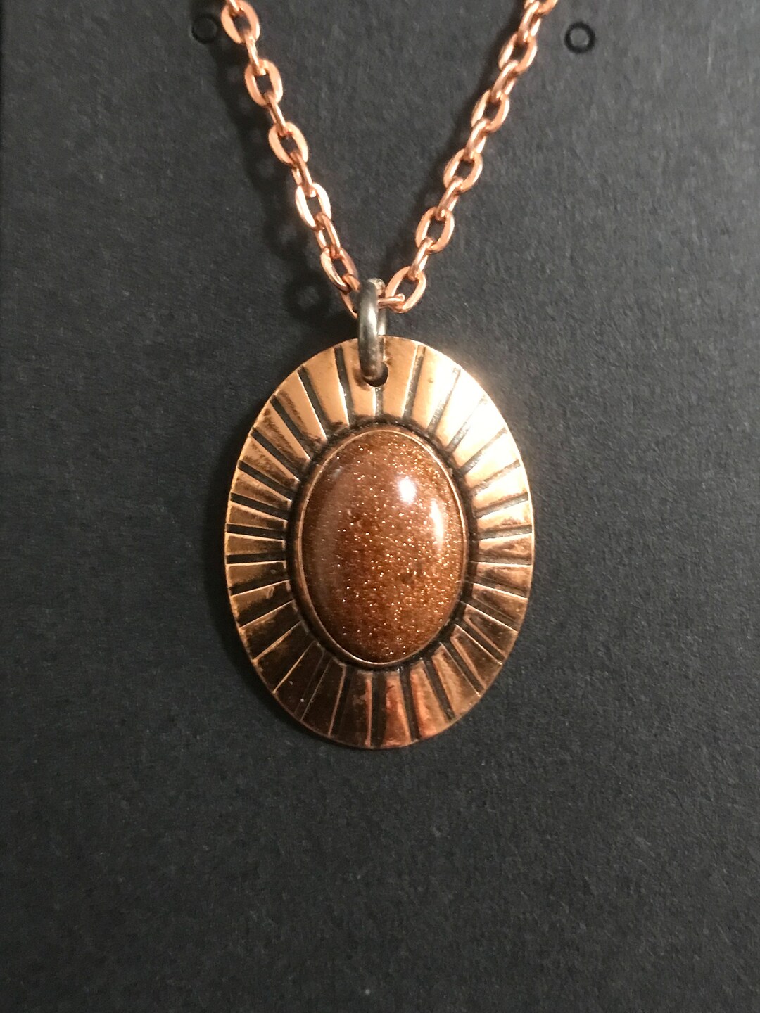 Copper & Gold Stone Pendant Necklace - Etsy