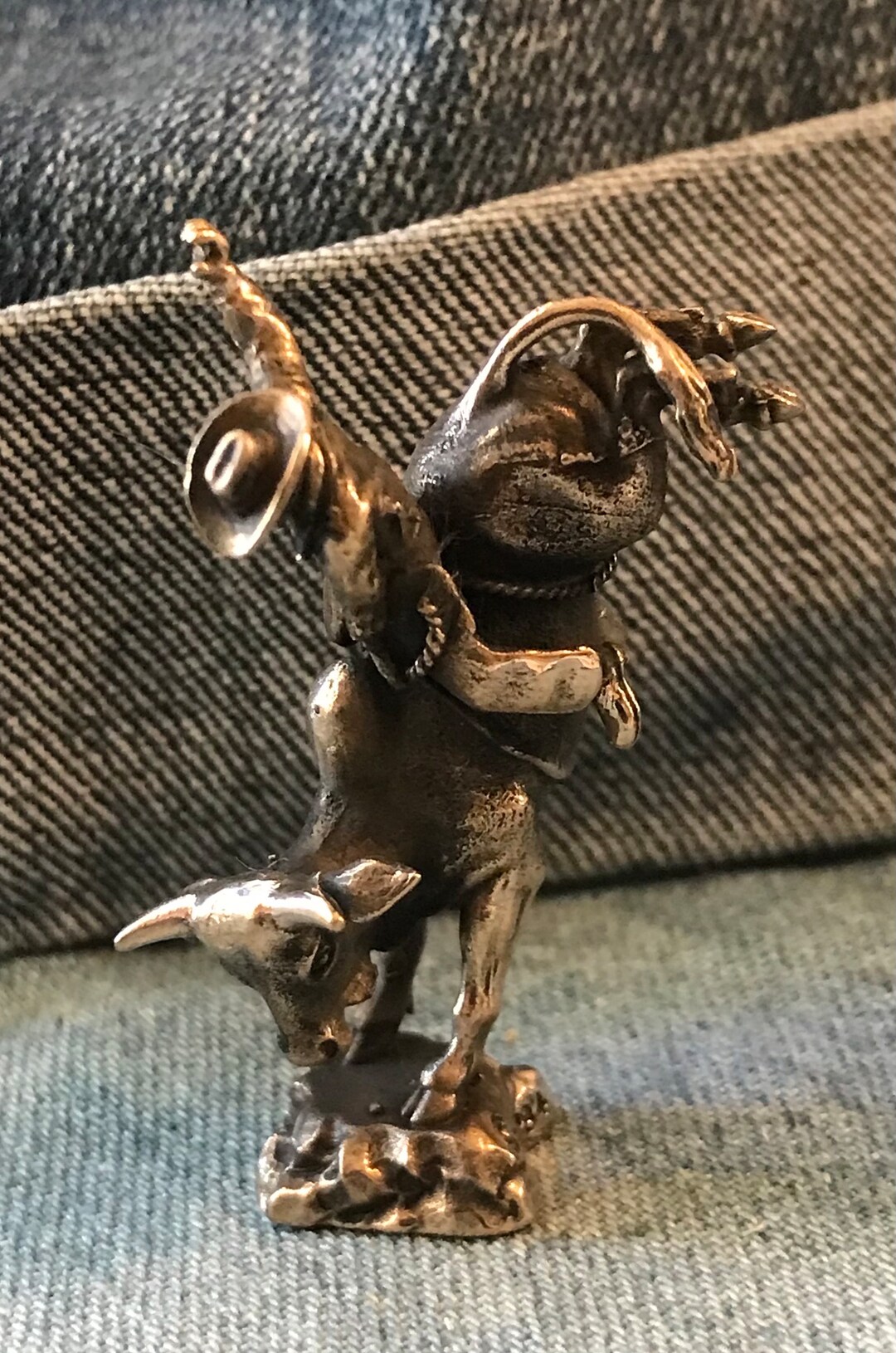 Solid Bronze Bull Rider Statue - Miniature - Etsy