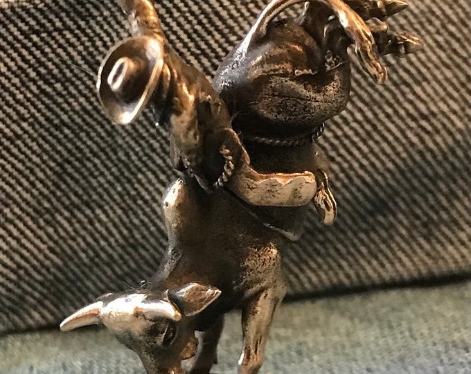 Solid Bronze Bull Rider Statue - Miniature - Etsy