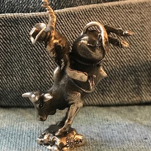 Solid Bronze Bull Rider Statue - Miniature - Etsy