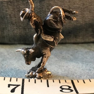 Solid Bronze Bull Rider Statue - Miniature - Etsy