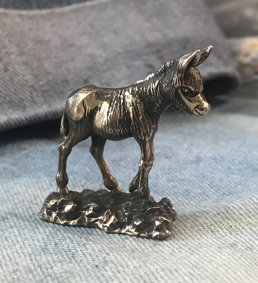 Solid Bronze Burro Statue - Miniature - Etsy