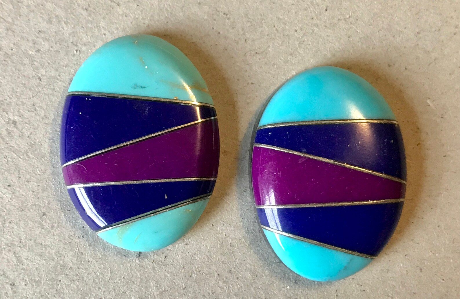2- Turquoise / Sugilite / Lapis Inlay Cabachons - Etsy