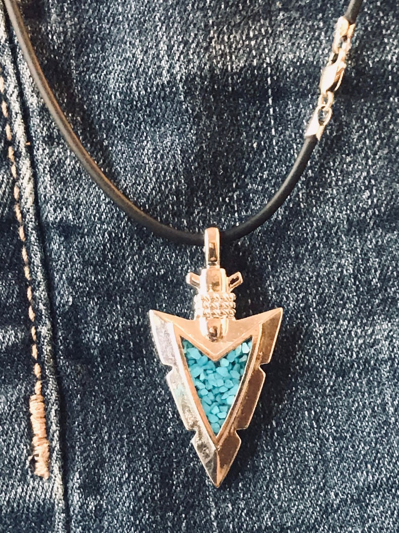 Arrowhead Pendant Necklace W Turquoise Inlay - Etsy