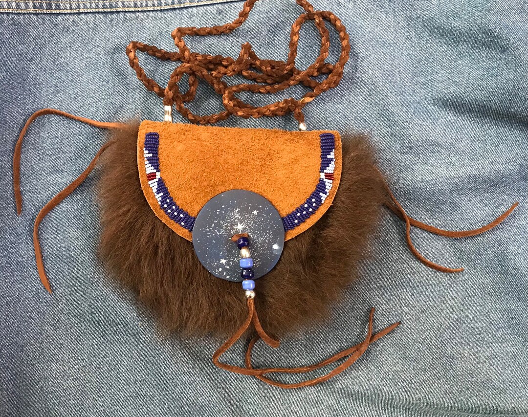 Beaded Buffalo Fur and Buffalo Leather Bag - Etsy