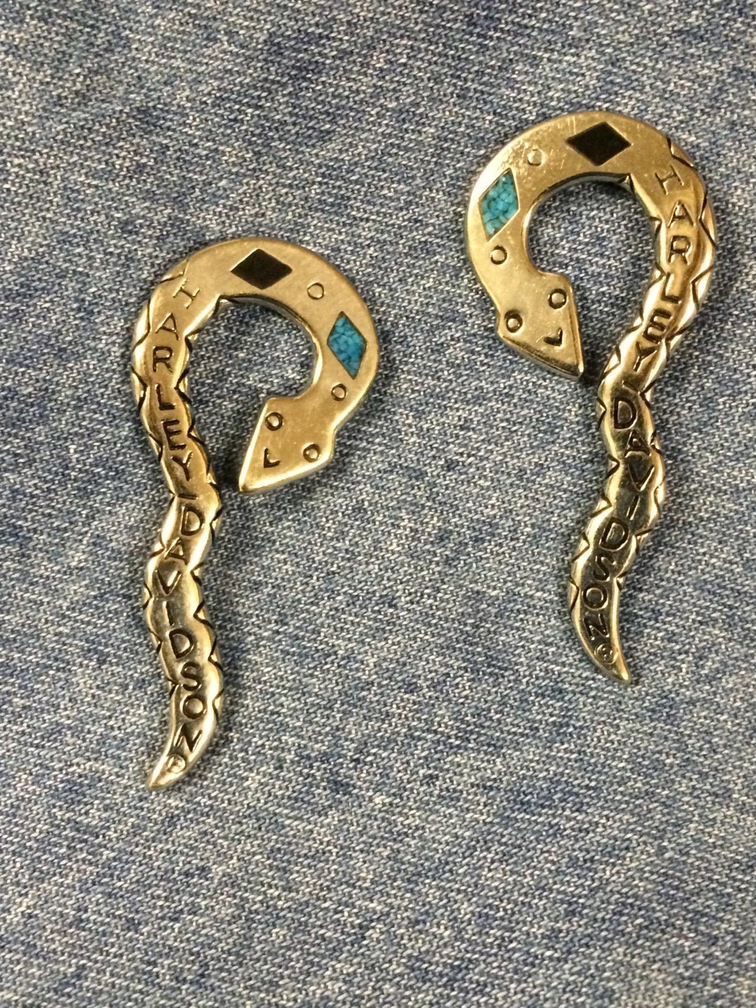 Silver Harley Davidson Rattlesnake Inlay Earrings - Etsy