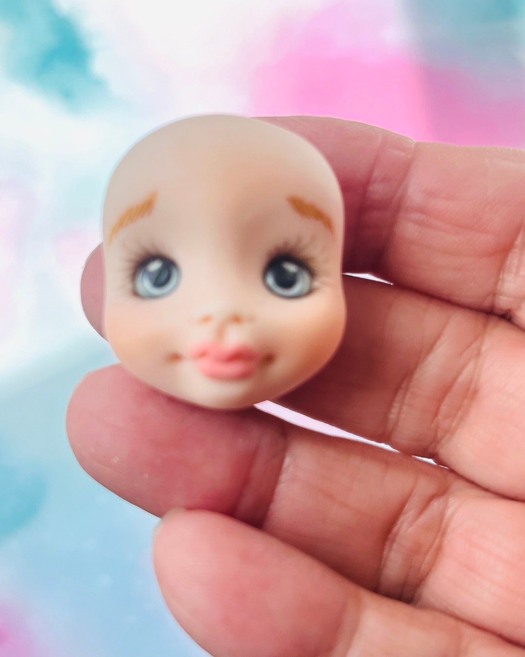 Clay Head for Doll Making With Resin Eyes, Handmade Doll Heads for ...