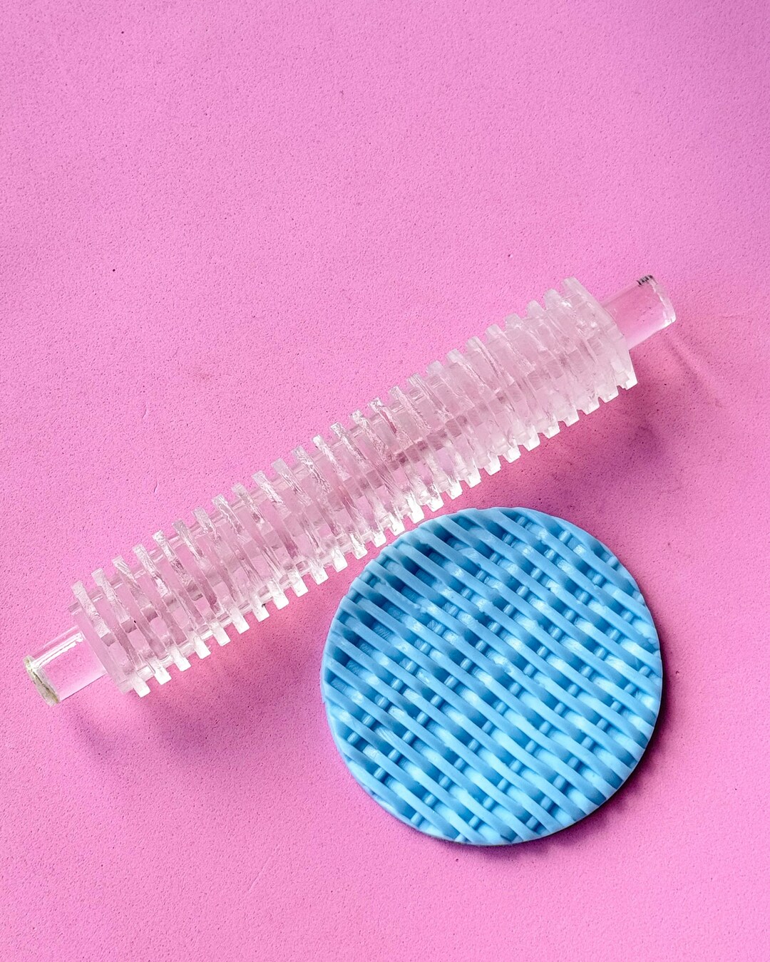 Acrylic Basketweave Textured Rolling Pin, Texture Rolling Pin Embossed ...