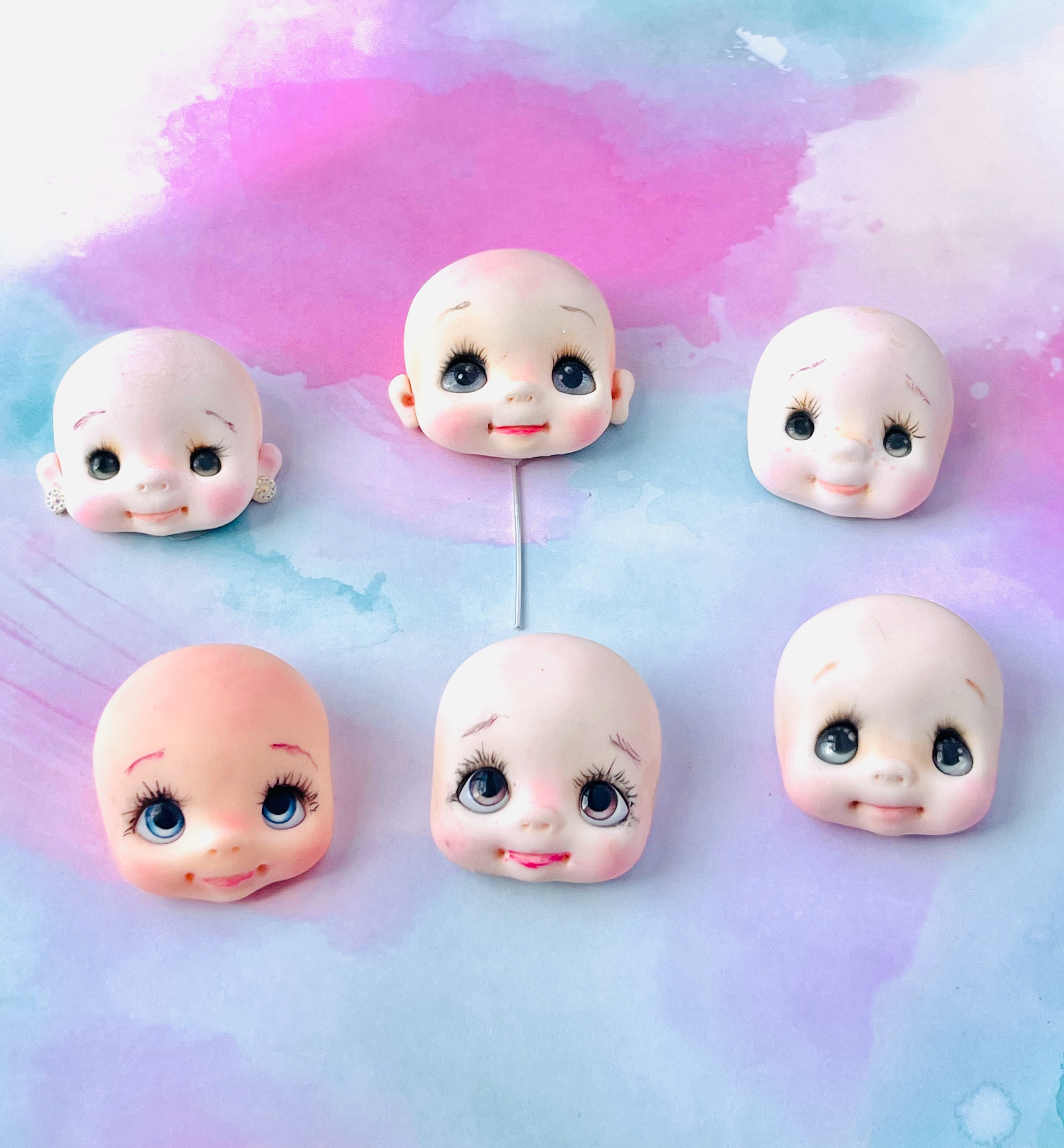 Girl Clay Heads for Doll Making, Handmade Doll Heads With 3D Resin Eyes ...