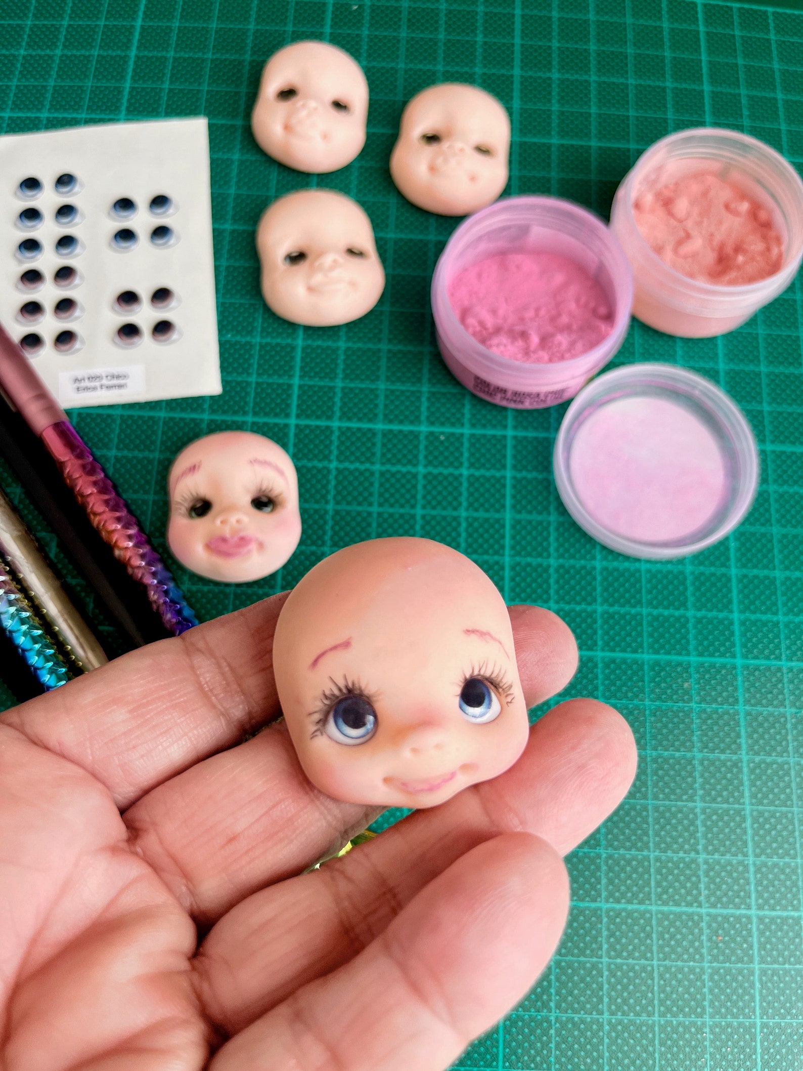 Girl Clay Heads for Doll Making, Handmade Doll Heads With 3D Resin Eyes ...