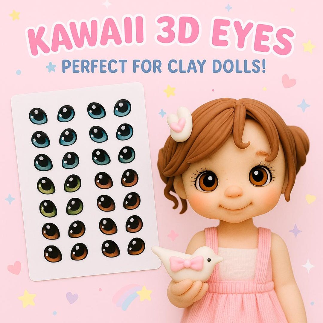 Kawaii Doll Eyes – Cute 3D Oval Resin Eyes for Plush Toys, Clay Dolls ...