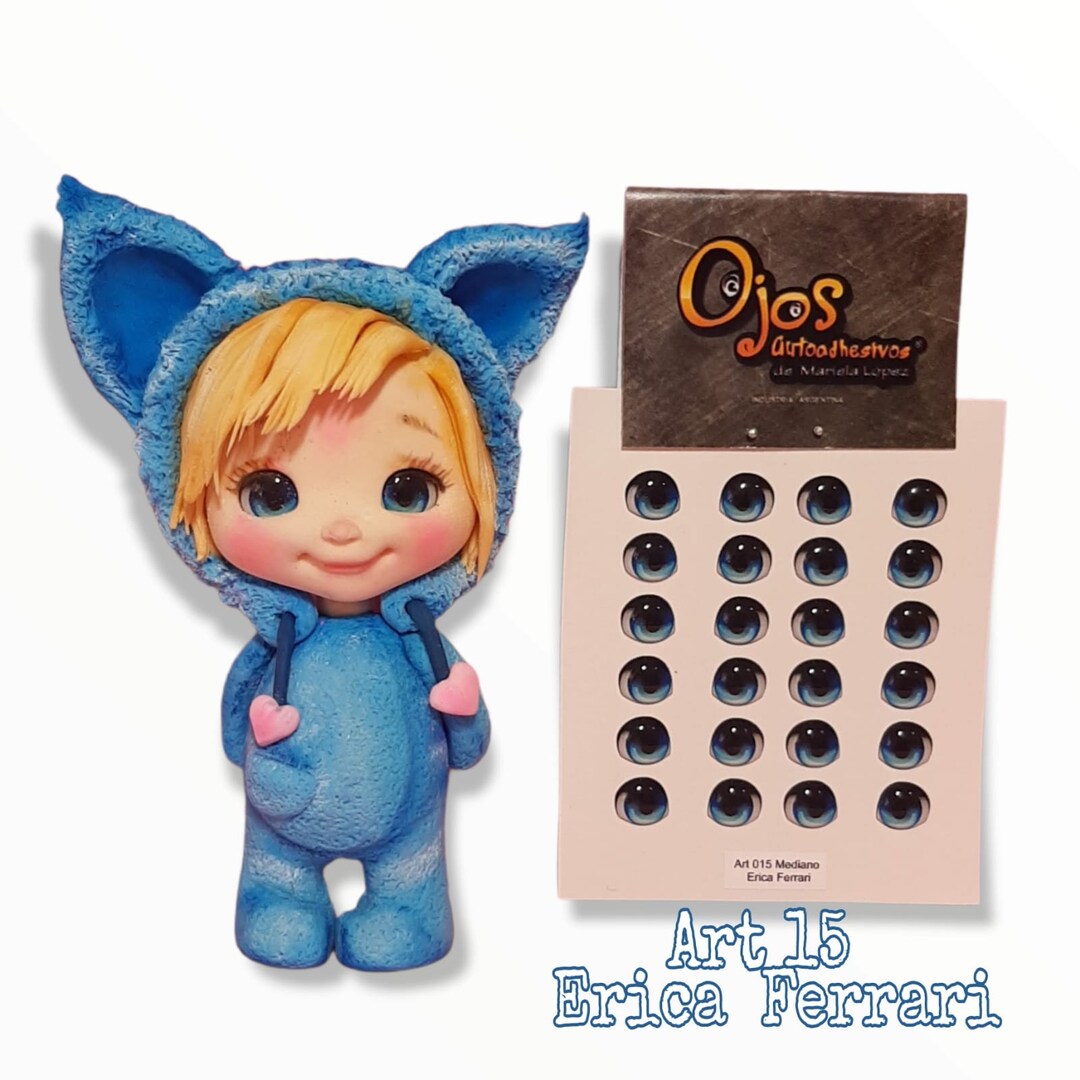 Blue Resin Doll Eyes, 3D Self-adhesive Stickers, Air Dry Clay Figures ...