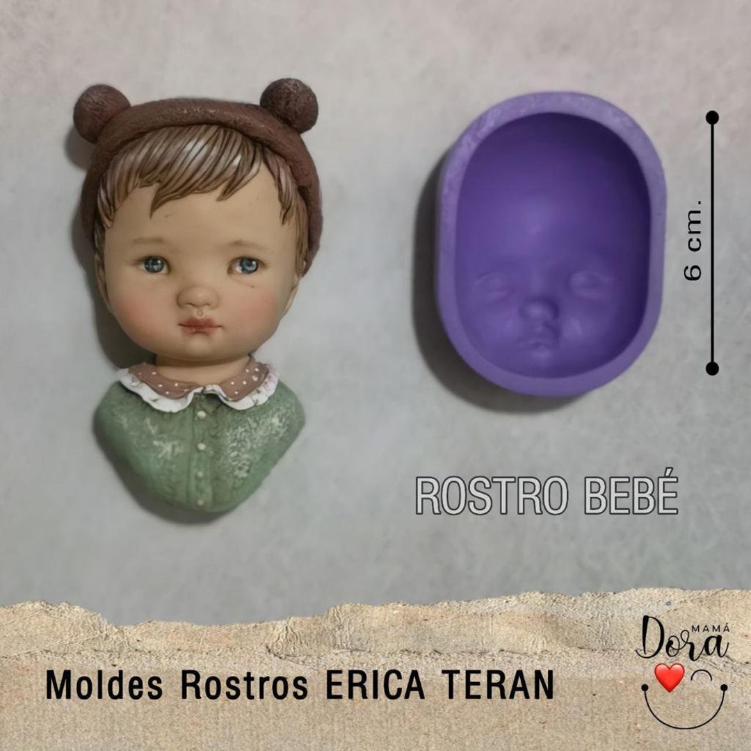 Stampo per il viso di una bambola in silicone con orecchie, stampo in ...